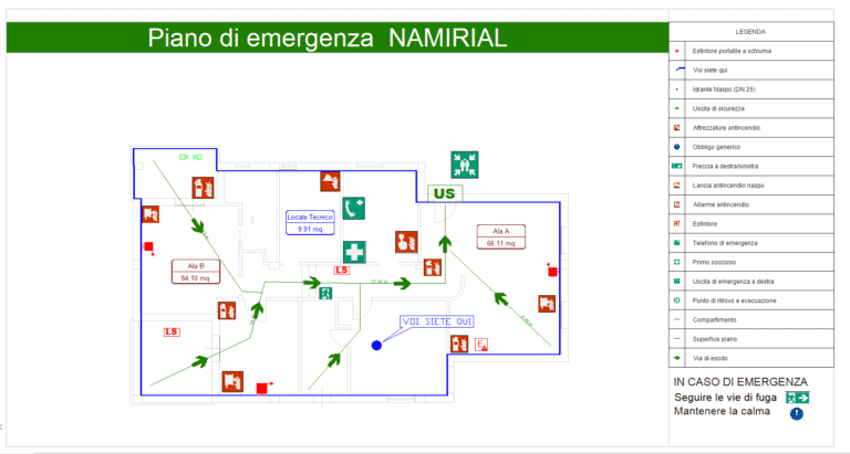 Planimetria di emergenza ed evacuazione - CPI win Attività - CPI CAD